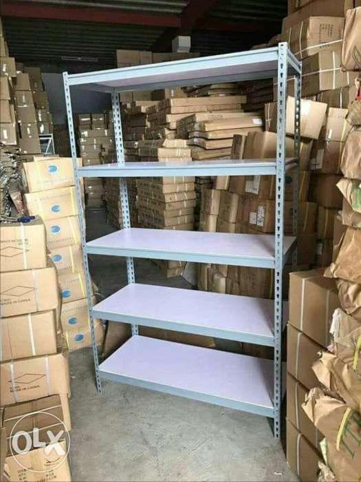 Boltless Collapsible Metal Rack with 5 Layer Laminated Wood Shelvings ...