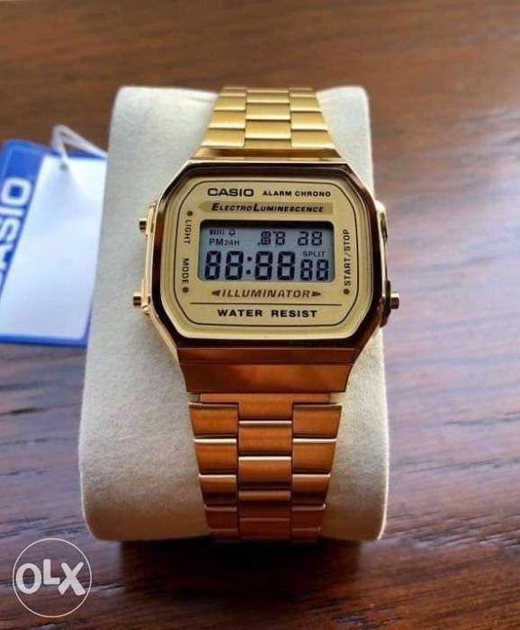 Casio LA680 Couples Watch Set Gold Digital Vintage Wristwach Steel, Men ...
