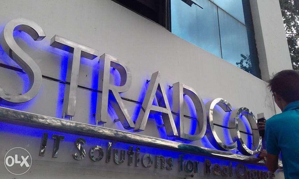 STAINLESS Build Up Signage Brass Letter backlit led direct Fabrication ...