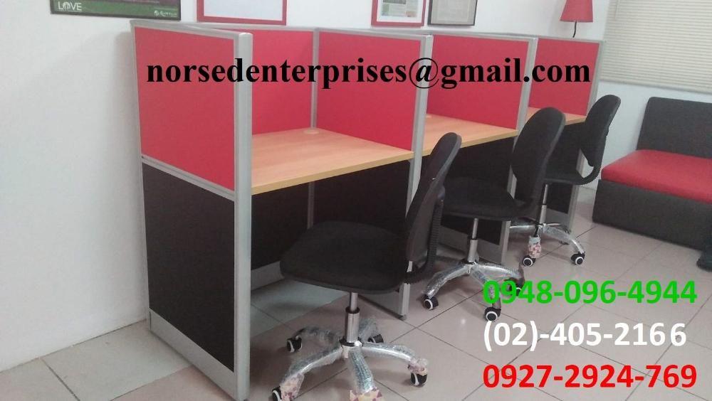 Standard Office Partition Laminated Table with Office Chair, Furniture ...