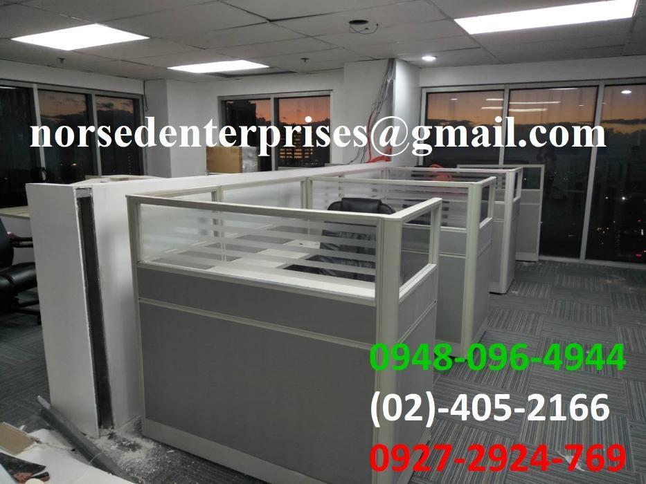 L Shape Full Fabric Office Partition with Glass Top, Furniture & Home ...