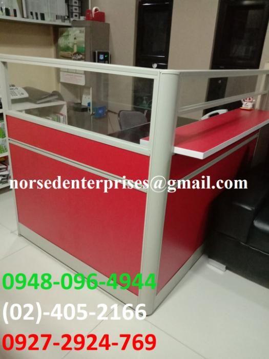 Reception Counter Table Fabric with Glass Office Partition, Furniture ...