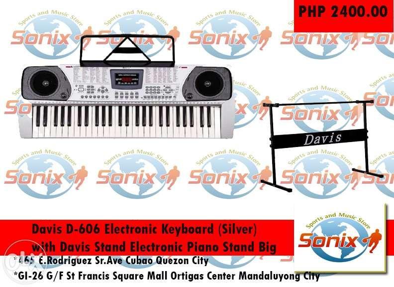 Davis D606 Electronic Keyboard Silver with Keyboard Stand, Hobbies ...