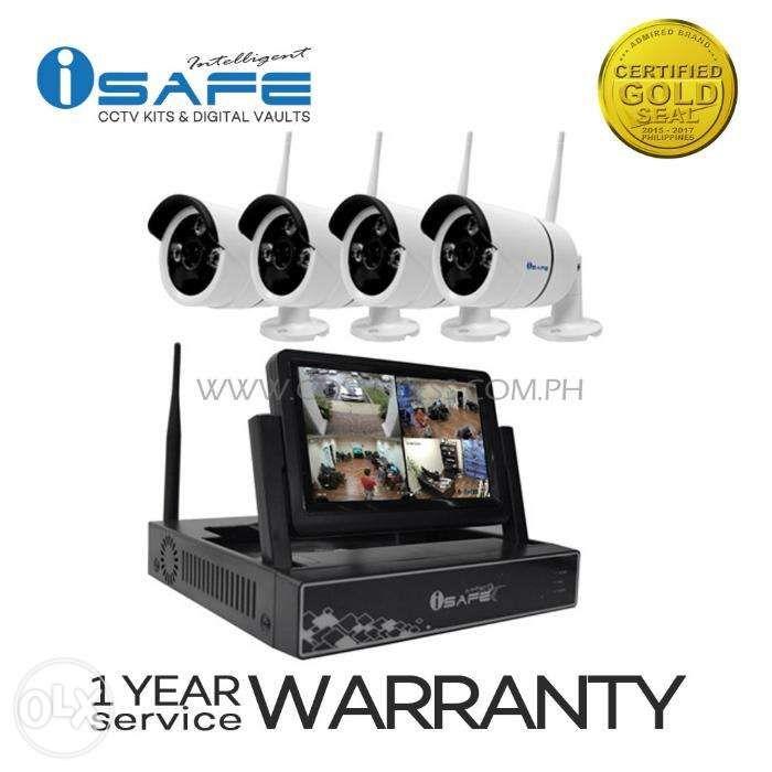 CCTV Wifi 4 Channel CCTV Kit with 4 IP Camera and Builtin 7 Monitor ...