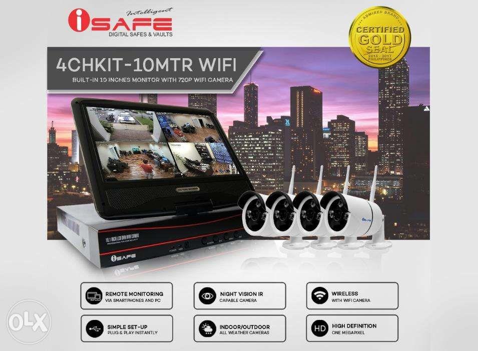 CCTV WIRELESS Camera Package with Builtin 10 Monitor 4 Bullet IP CAM ...