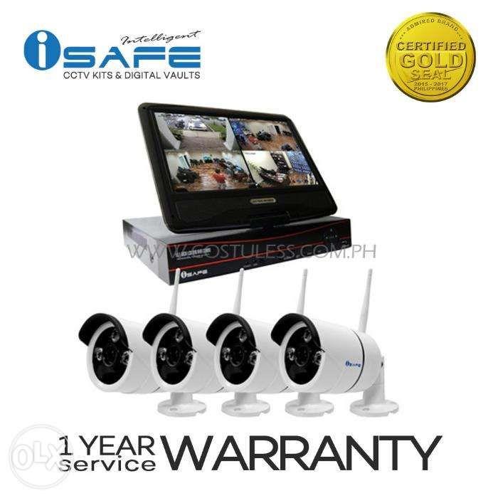 4 Channel CCTV Kit with 4 IP Camera and Builtin 10 Monitor Wifi CCTV ...