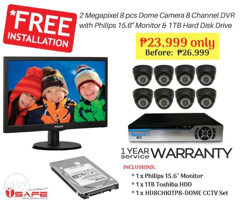 Free INSTALLATION 8 Dome 2mp Camera CCTV Philips Monitor 1TB Hard Disk ...