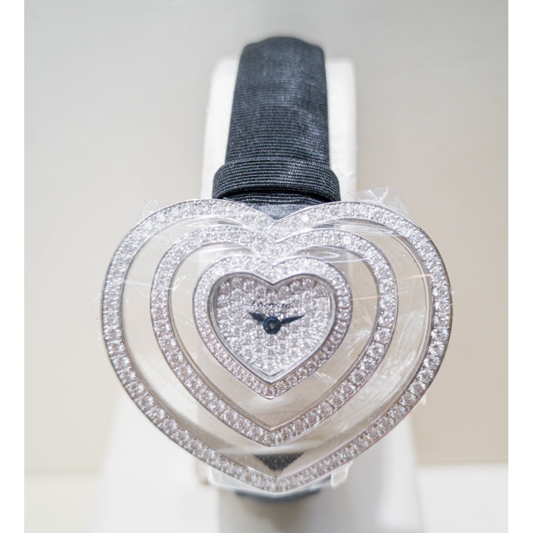 Chopard Heart Shaped Diamond White Gold Watch, Luxury, Watches on Carousell