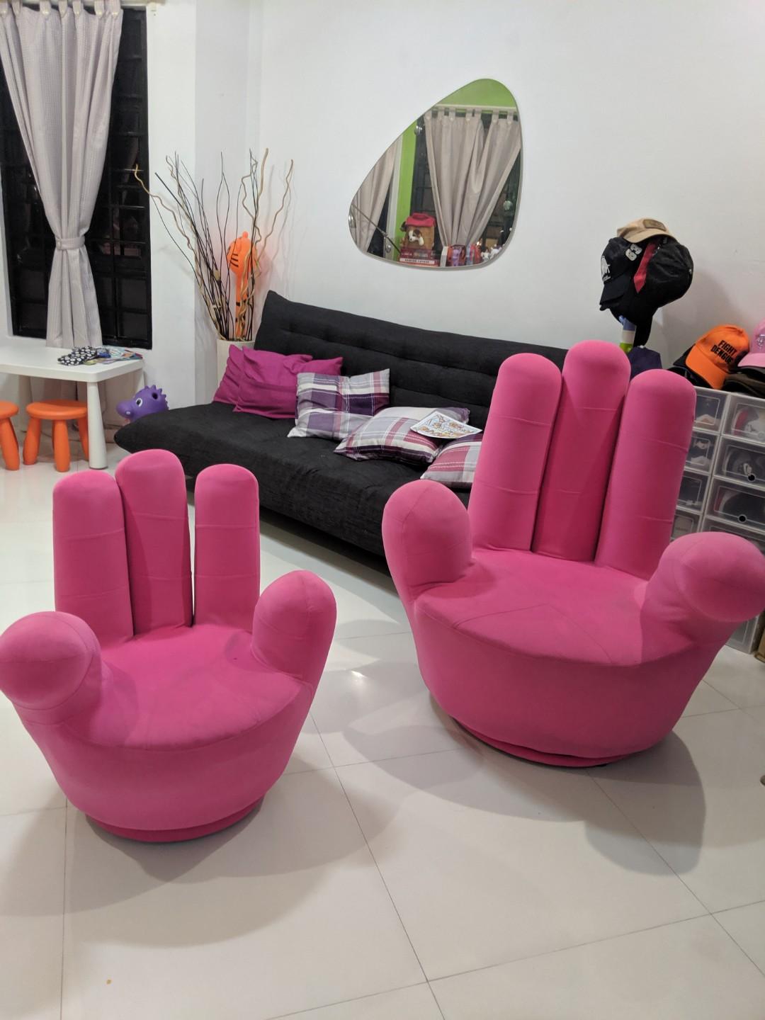 pink hand chairs