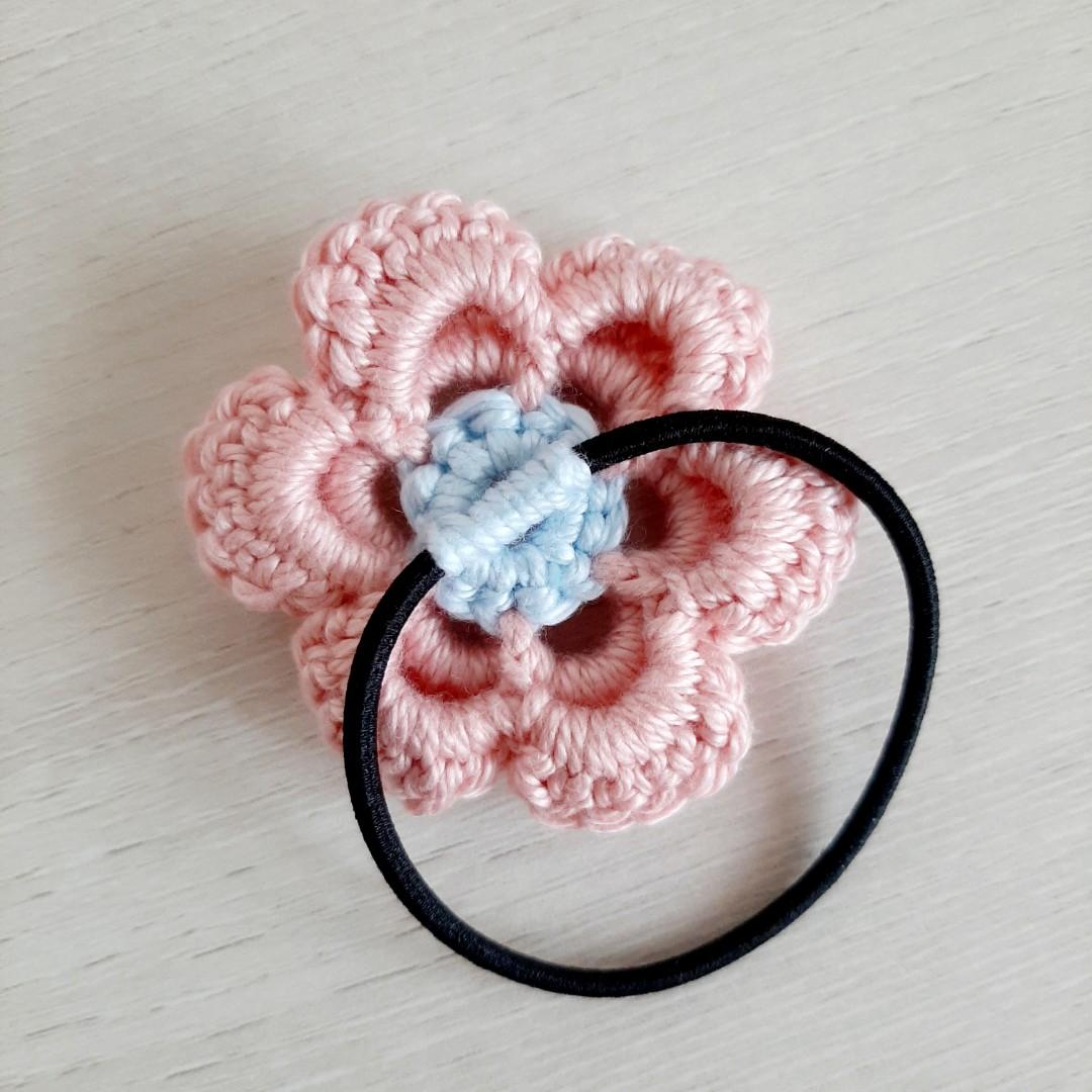 Handmade pink crochet flower, Women's Fashion, Watches & Accessories ...