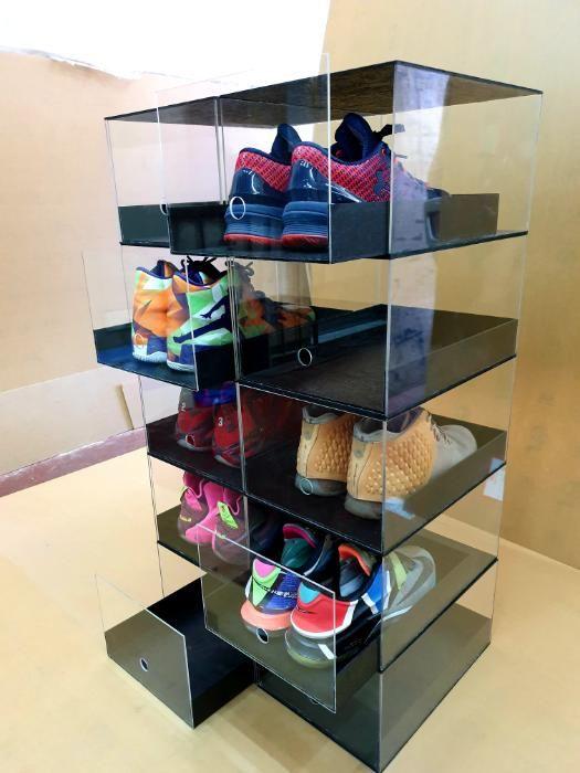 Acrylic Shoebox with Black Texture Acrylic Shoe Box, Furniture & Home ...