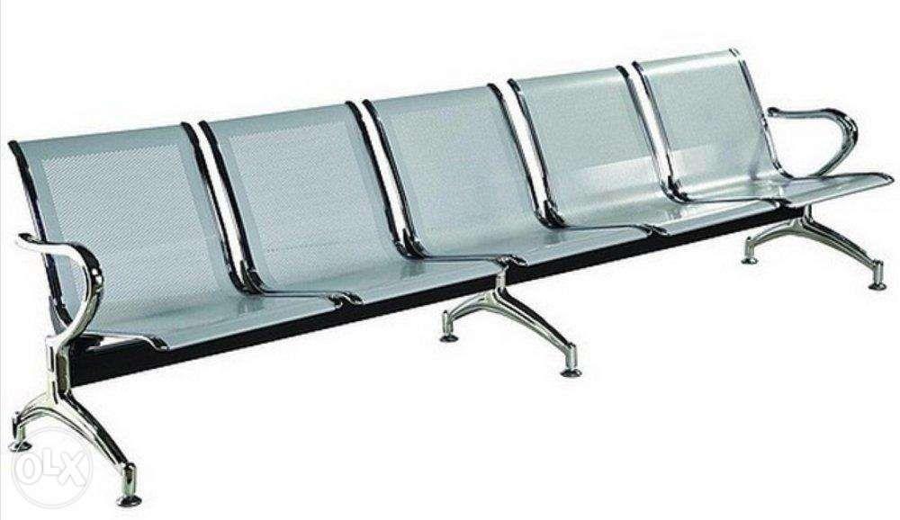 5 seaters heavy duty gang chair chrome blue silver, Furniture & Home ...