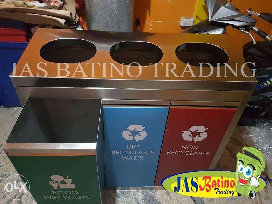 Stainless steel trash bin trash can waste segregation, Furniture & Home ...