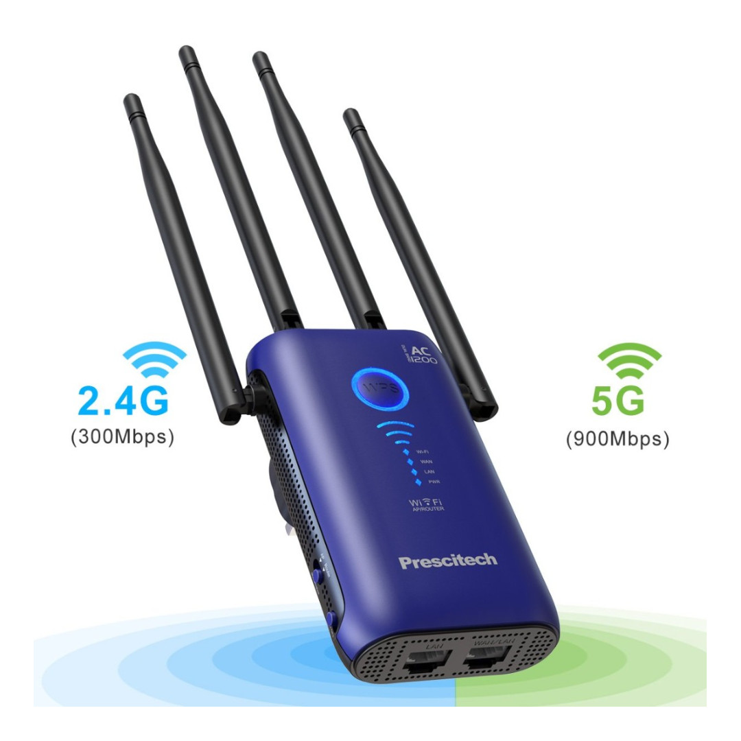 T465 Prescitech High Power AC1200 Dual Band WiFi Range Extender with 2 ...