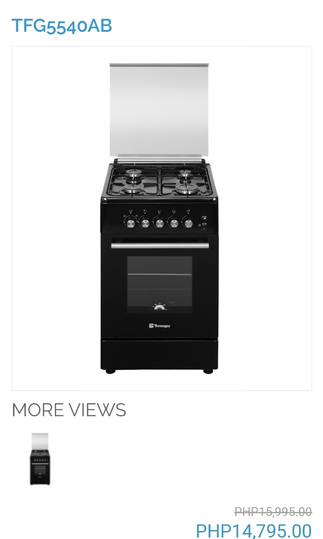 Technogas TFG5540AB 4 Burner Cooking Range, TV & Home Appliances ...
