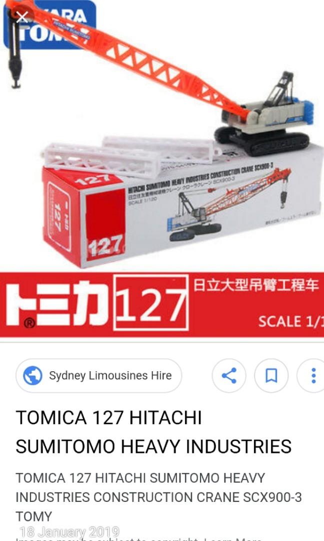 Tomica 127 Hitachi Sumitomo SCX900 Crane, Hobbies & Toys, Toys & Games ...
