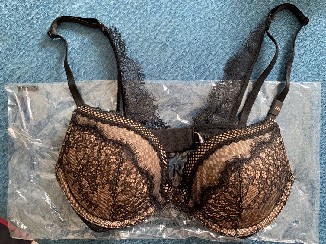 Brand New Victoria's Secret Black Lace Push-up Bra, Size 34B, Women's ...