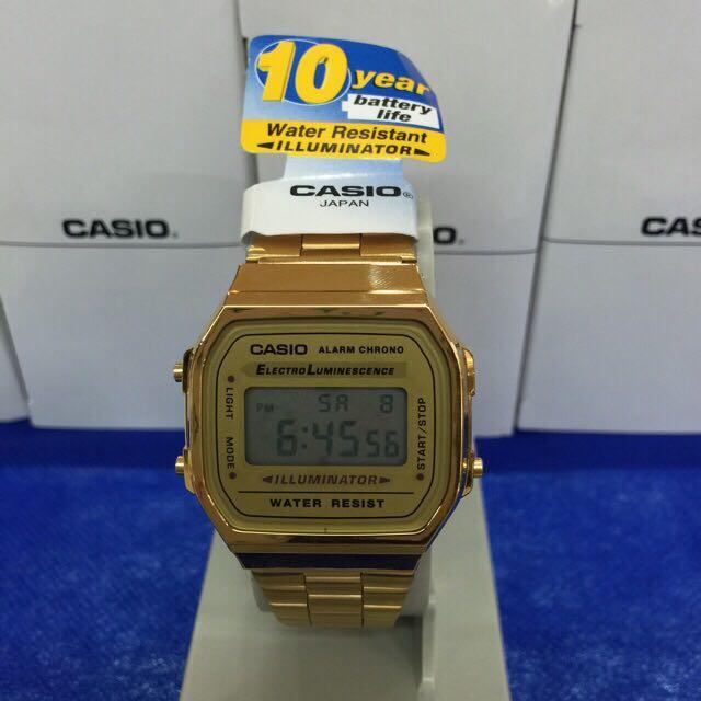 Casio Vintage A168WG-9 / A168 Gold, Men's Fashion, Watches ...