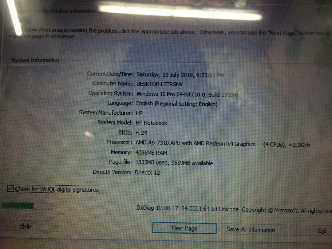 HP Laptop AMD A6-7310 APU with Amd radeon R4 graphics 4CPUs - 2.0Ghz ...