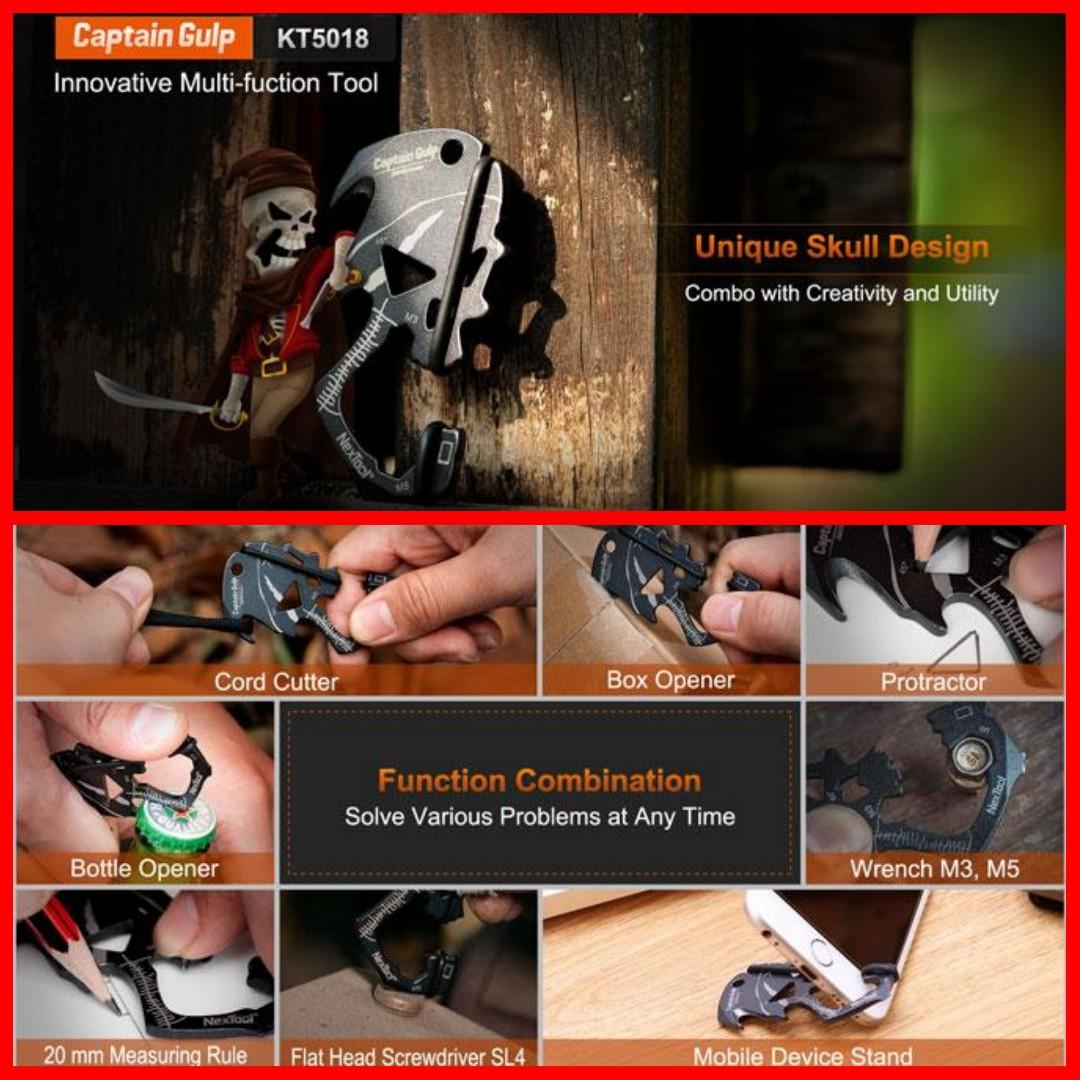 NexTool Captain Gulp 10-in-1 Keychain Multi-tool, Sports Equipment ...