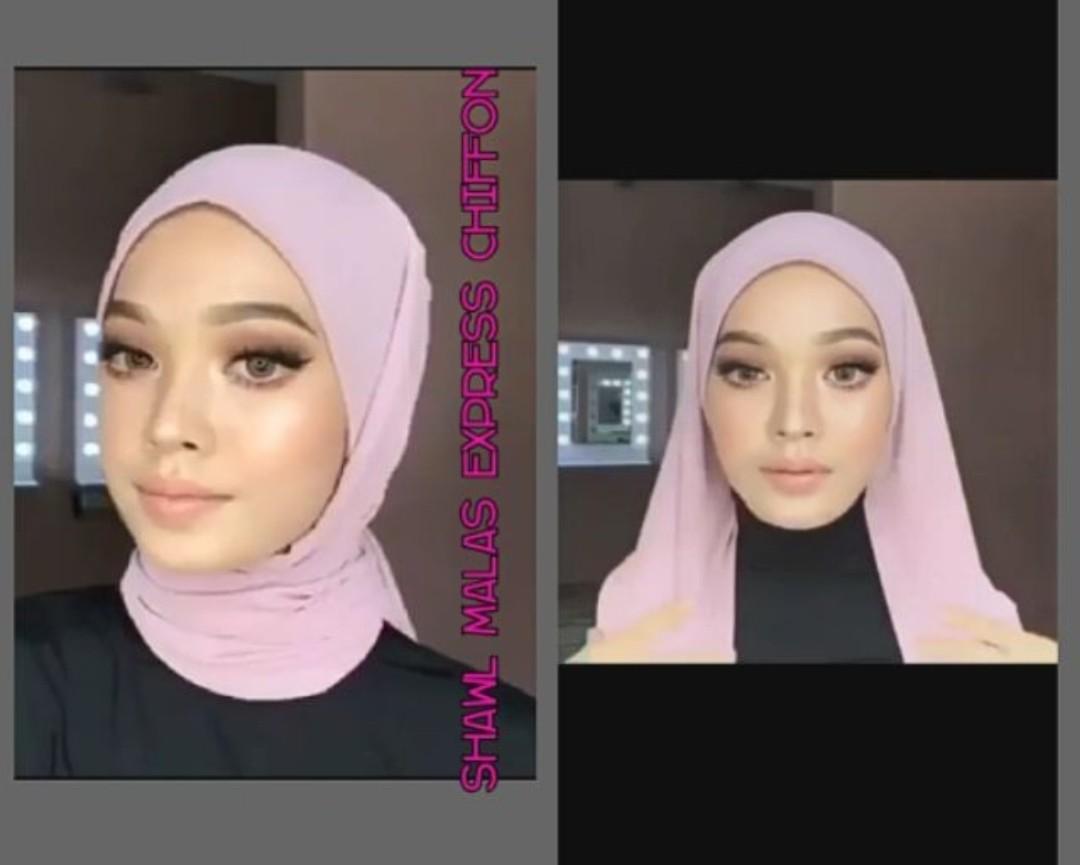 No frills Instant Shawl malas express chiffon with Inner attached ...