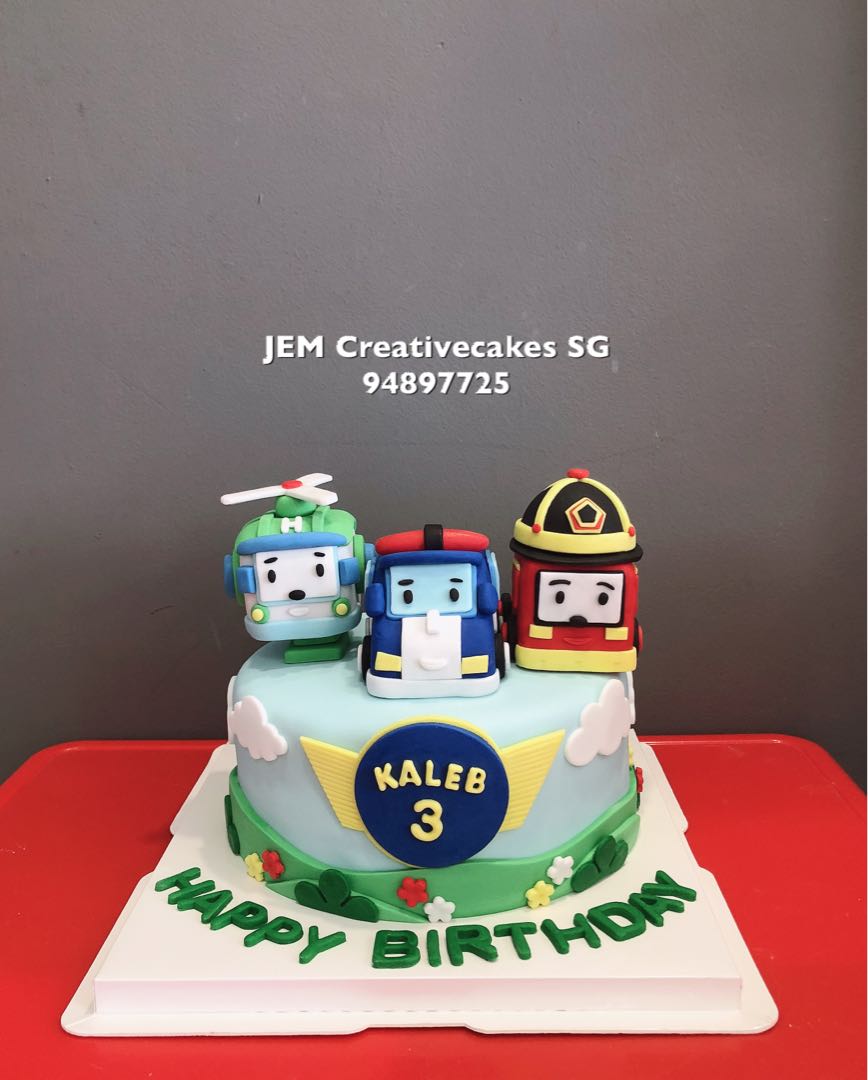 Robocar Poli birthday cake, Food & Drinks, Homemade Bakes on Carousell