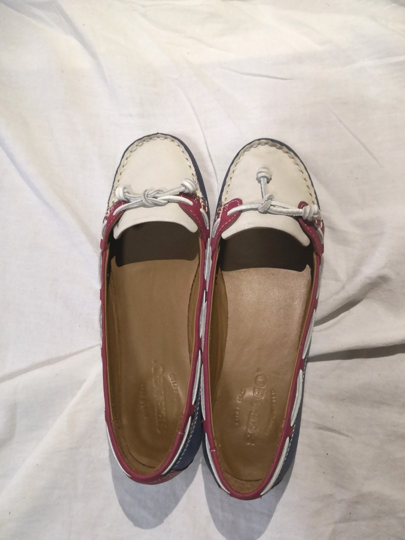 Sebago Red and White Classic Boat Shoes, Women's Fashion, Footwear ...