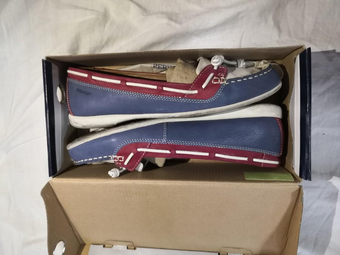 Sebago Red and White Classic Boat Shoes, Women's Fashion, Footwear ...