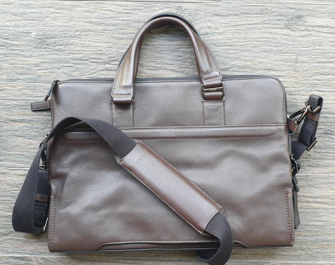 TUMI - Harrison Seneca 15" Laptop slim leather briefcase, Men's Fashion, Bags, Briefcases on ...