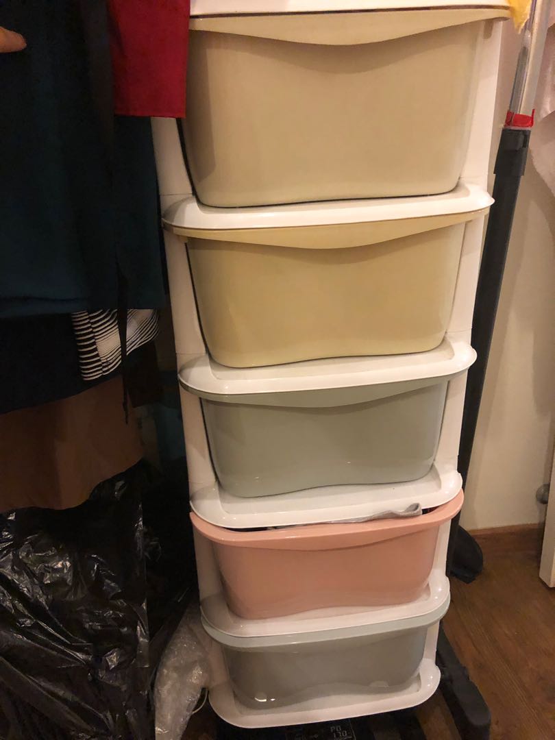 5 tier plastic storage box drawer organiser container, Furniture & Home ...