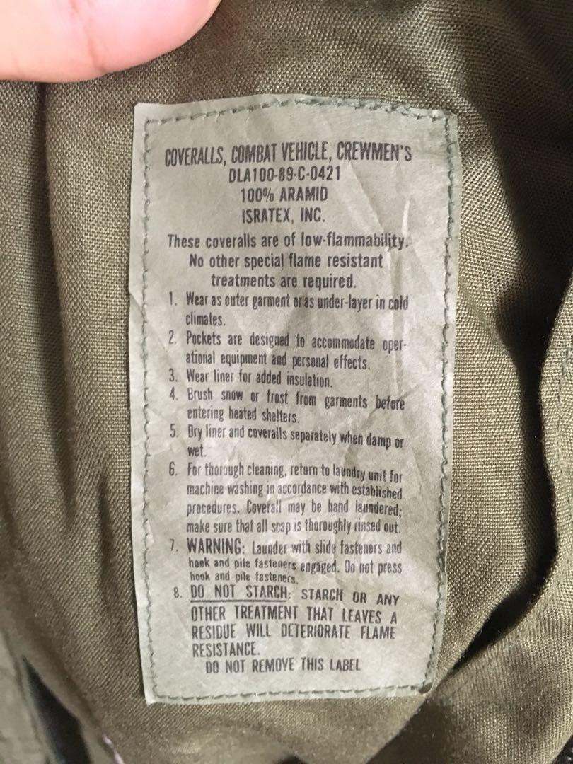 Army Nomex Coverall, Combat Vehicle, Crewman 100% Aramid, Men's Fashion ...