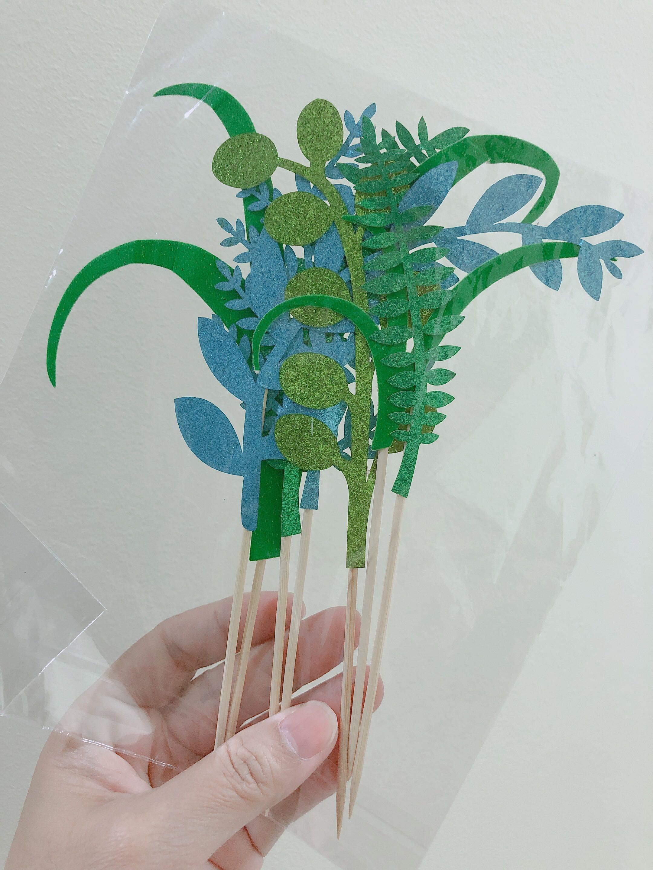 Nature Green Plant Cake Toppers, Hobbies & Toys, Stationery & Craft ...