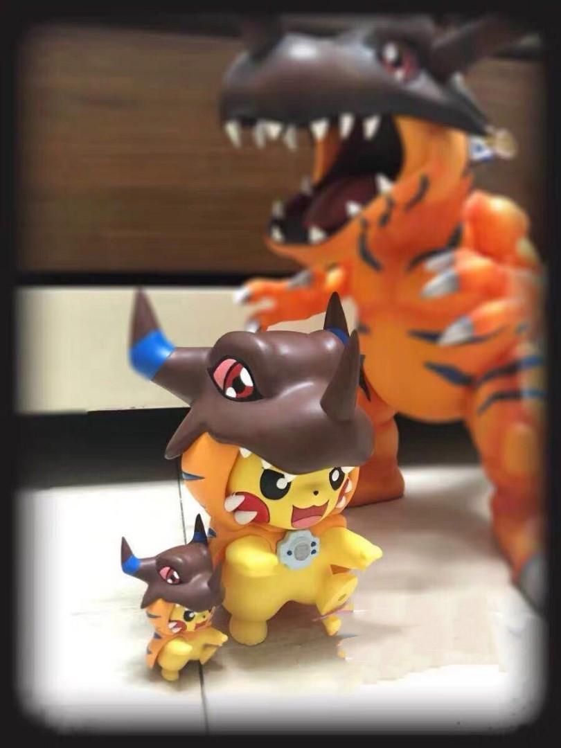 [PO] Pokemon X Digimon Statue Pikachu Cosplay Greymon Garurumon ...