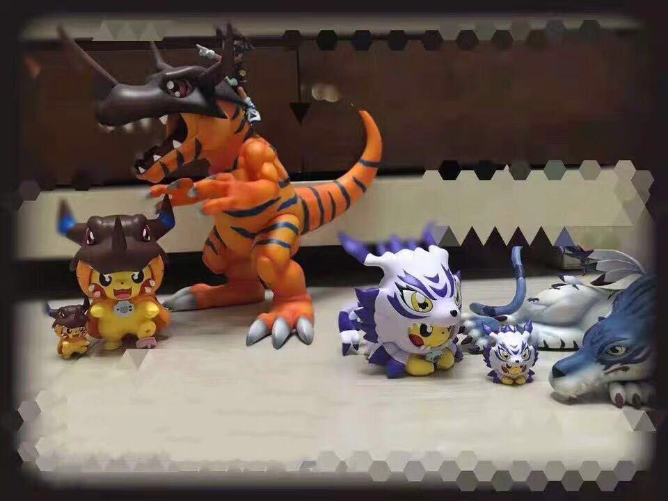 [PO] Pokemon X Digimon Statue Pikachu Cosplay Greymon Garurumon ...
