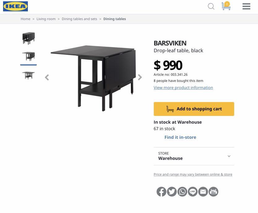 Ikea drop leaf folding dining table with 4 Folding Chairs, Furniture ...