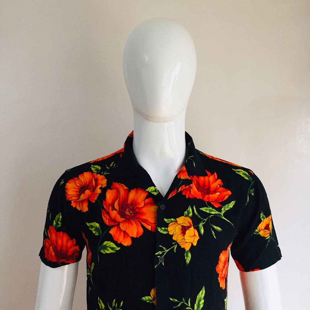 ORANGE FLORAL POLO (M), Men's Fashion, Tops & Sets, Tshirts & Polo ...