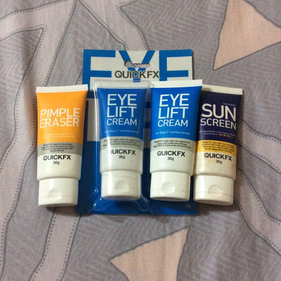 QUICKFX PRODUCTS: SUNSCREEN, EYELIDT CREAM, PIMPLE ERASER, Beauty ...