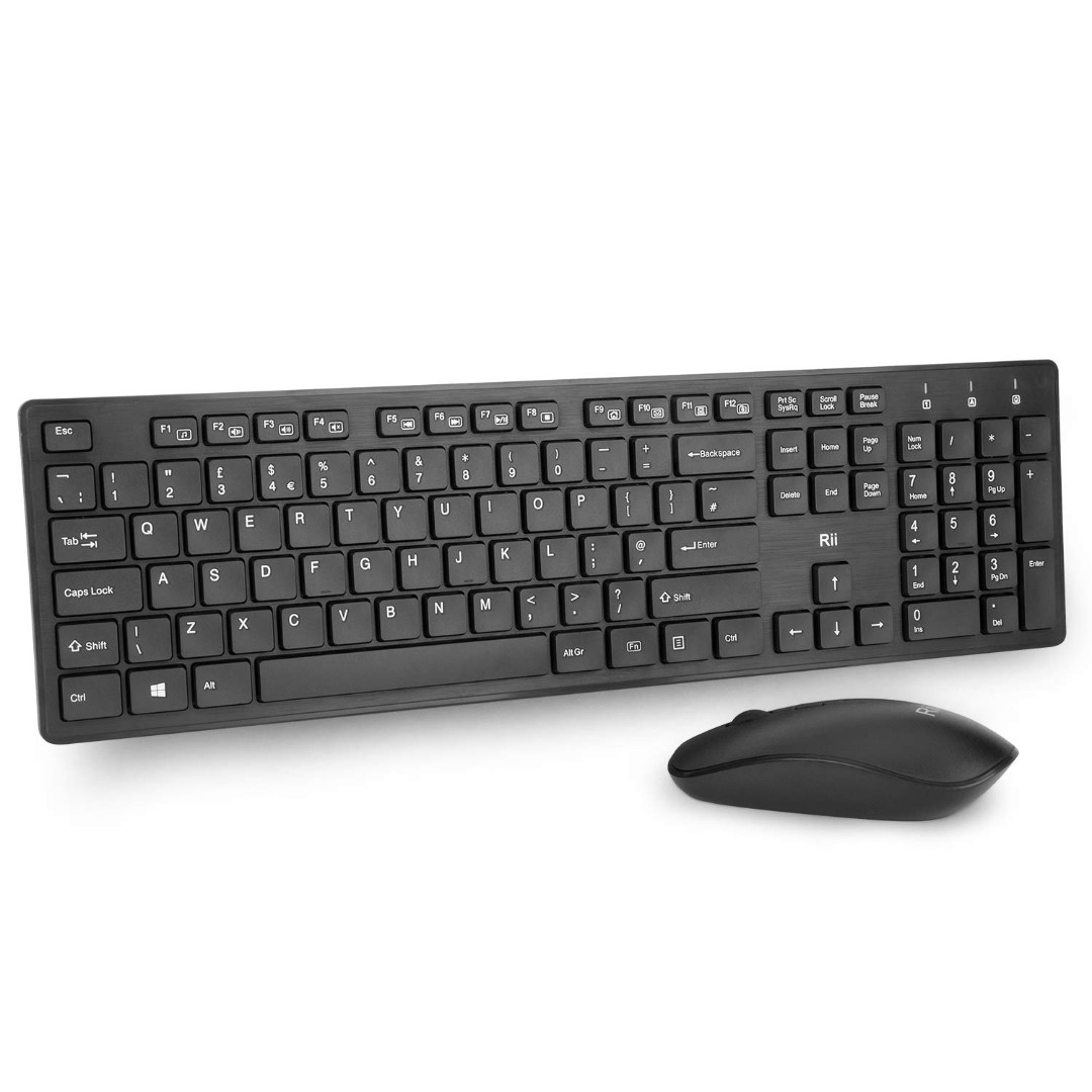 Rii RK200 Full Size Wireless (2.4Ghz) Keyboard Mouse Combo UK Layout ...