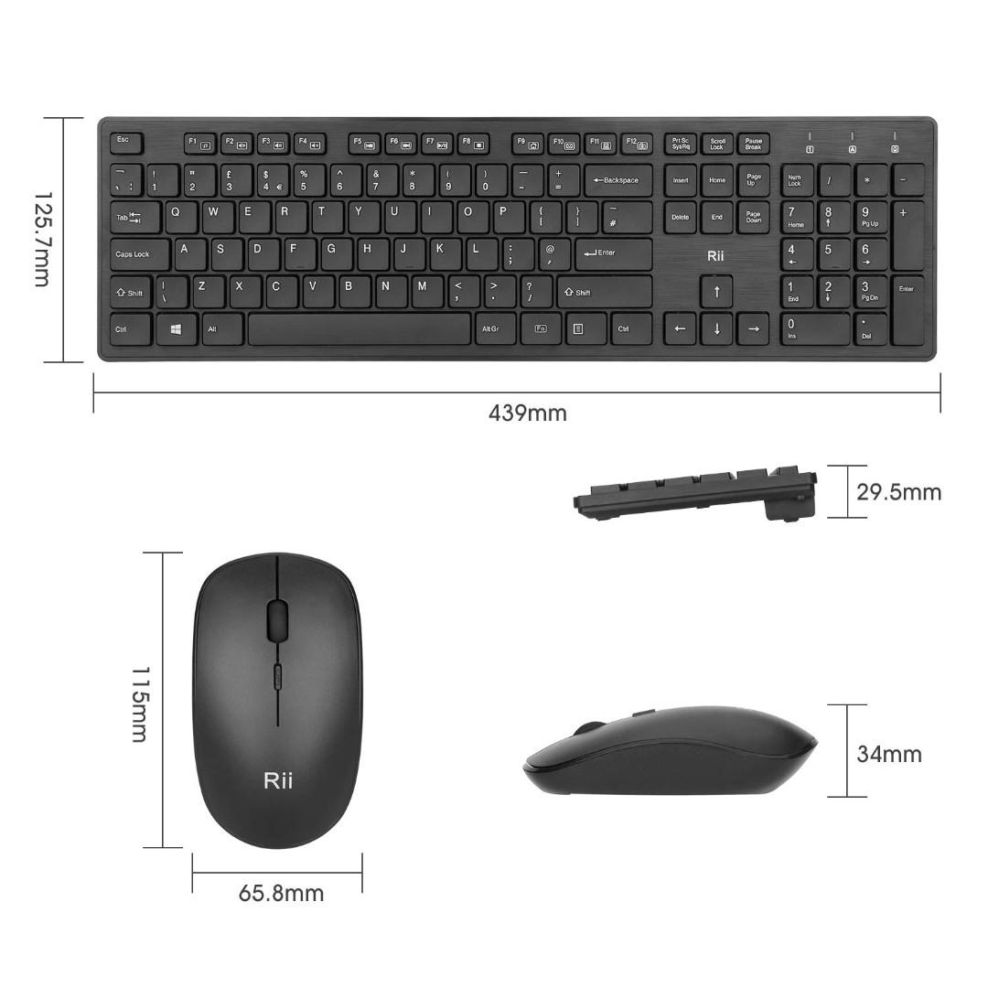 Rii RK200 Full Size Wireless (2.4Ghz) Keyboard Mouse Combo UK Layout ...