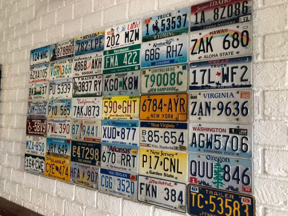 original US car plates cofee table and wall frame, Furniture & Home ...