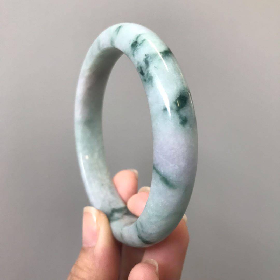 58.5mm jadeite bangle Translucent Burmese Jadeite Grade A with Green ...