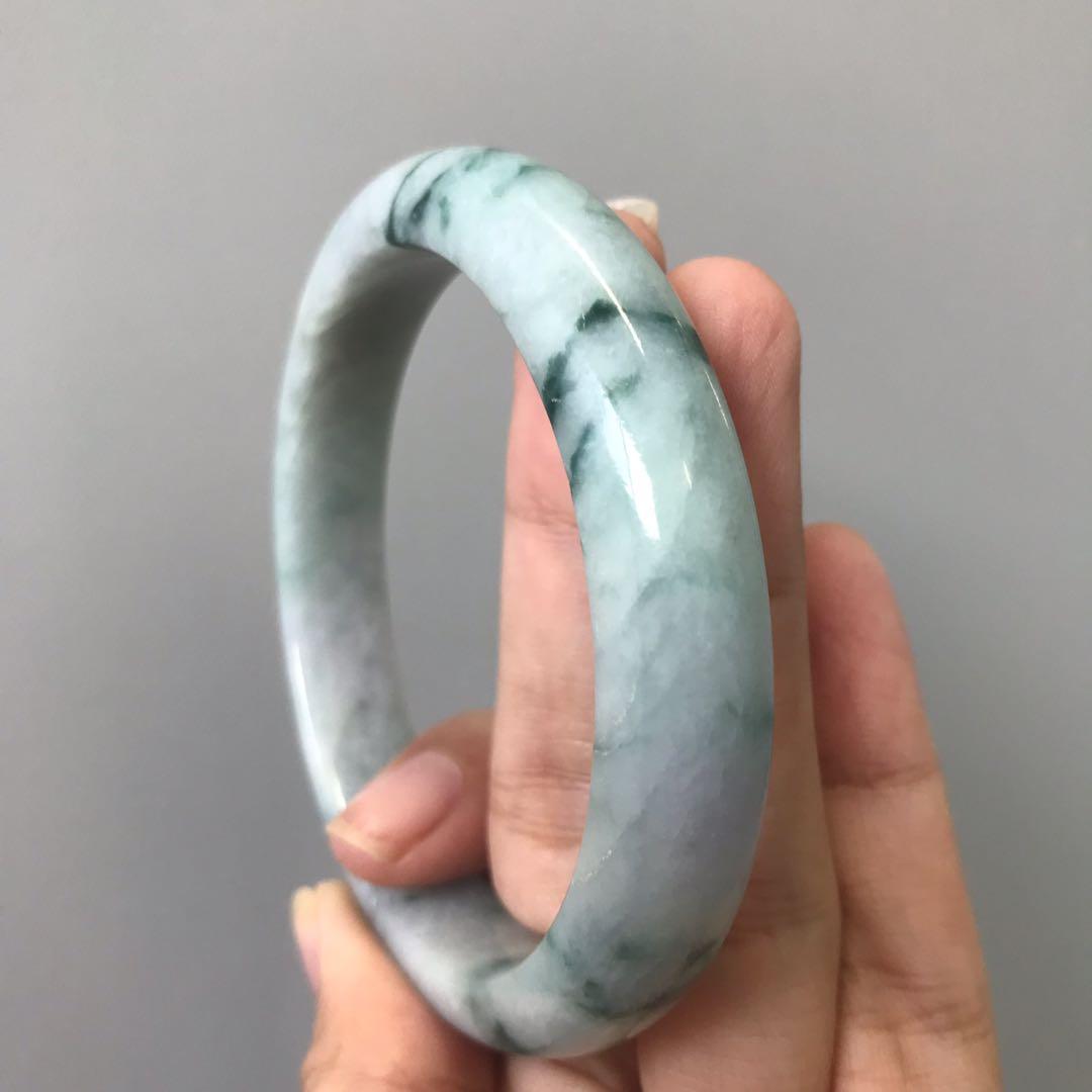 58.5mm jadeite bangle Translucent Burmese Jadeite Grade A with Green ...
