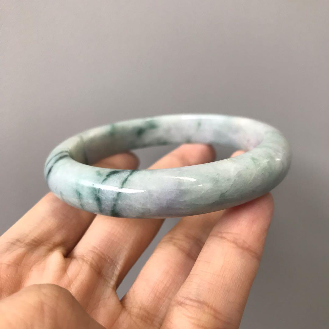 58.5mm jadeite bangle Translucent Burmese Jadeite Grade A with Green ...