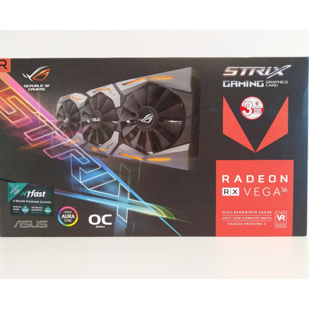ASUS ROG Strix RX VEGA56 OC edition 8GB with Aura Sync RGB Graphics ...