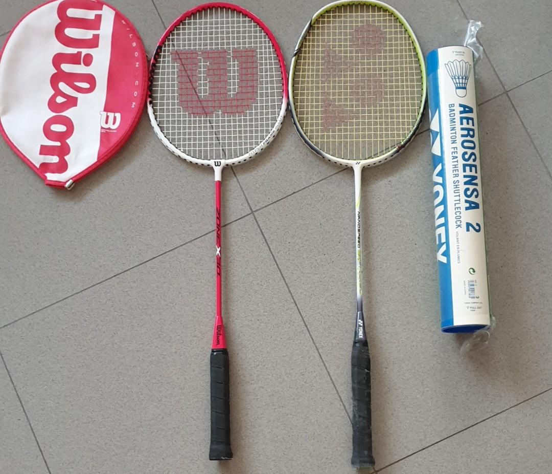 Badminton Rackets (Wilson and Yonex) and shuttle cock, Sports Equipment ...