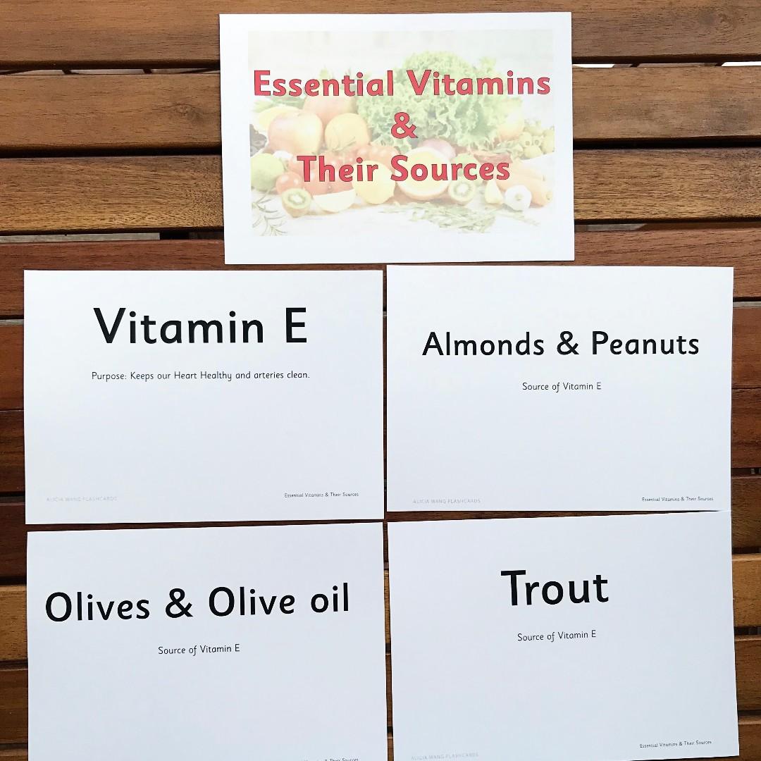 Essential Vitamins & Their Sources Flashcards (Right brain training ...