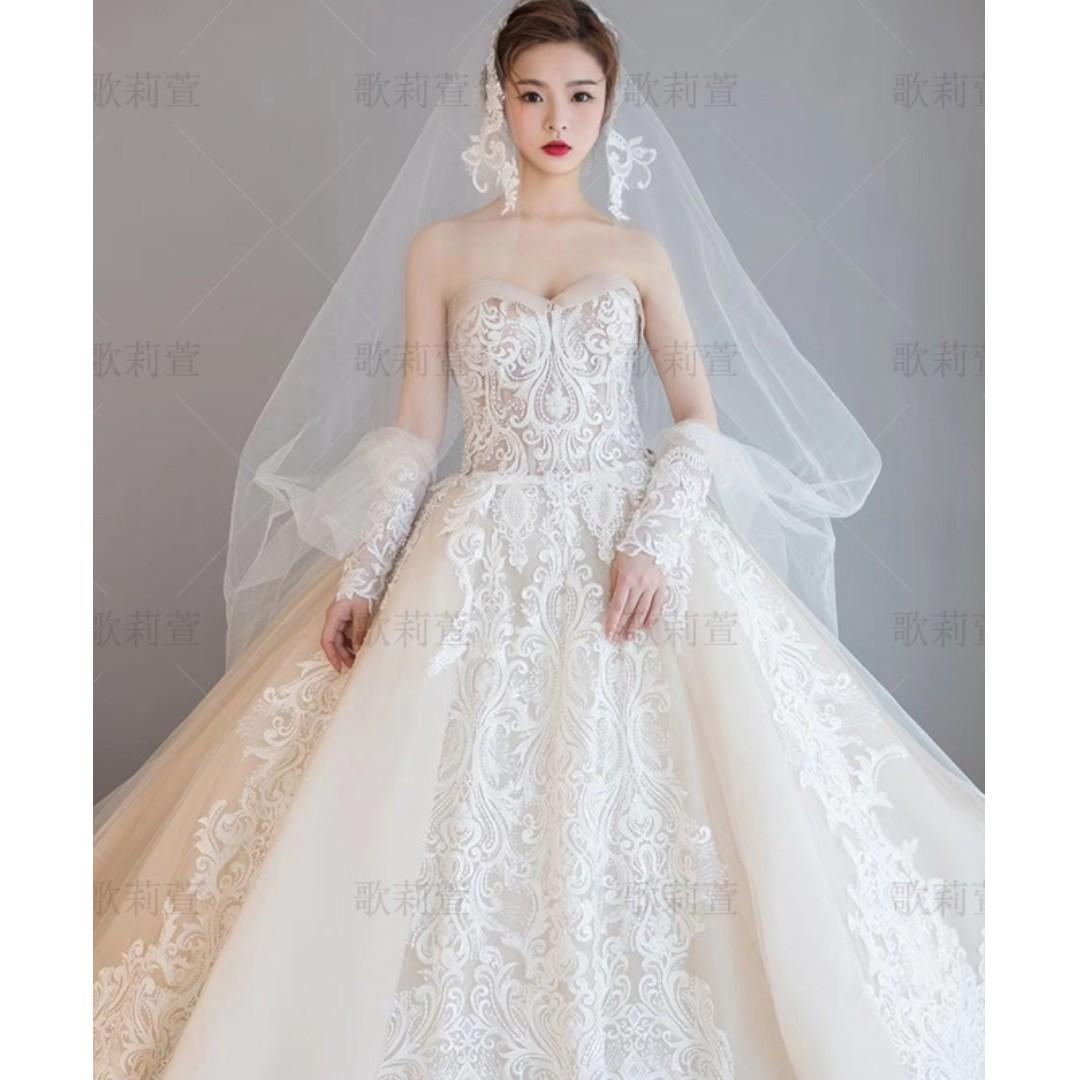 pre order cream fishtail wedding bridal dress gown + free veil RB1188 ...