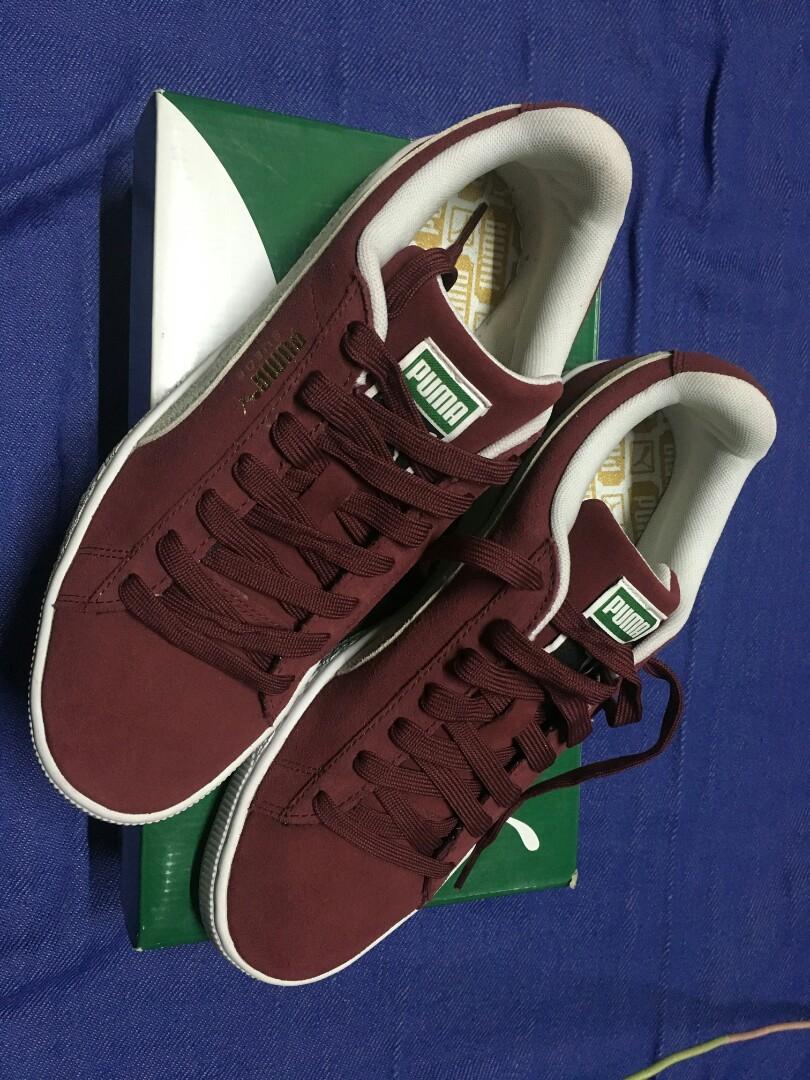 Puma suede maroon, Men's Fashion, Footwear, Sneakers on Carousell