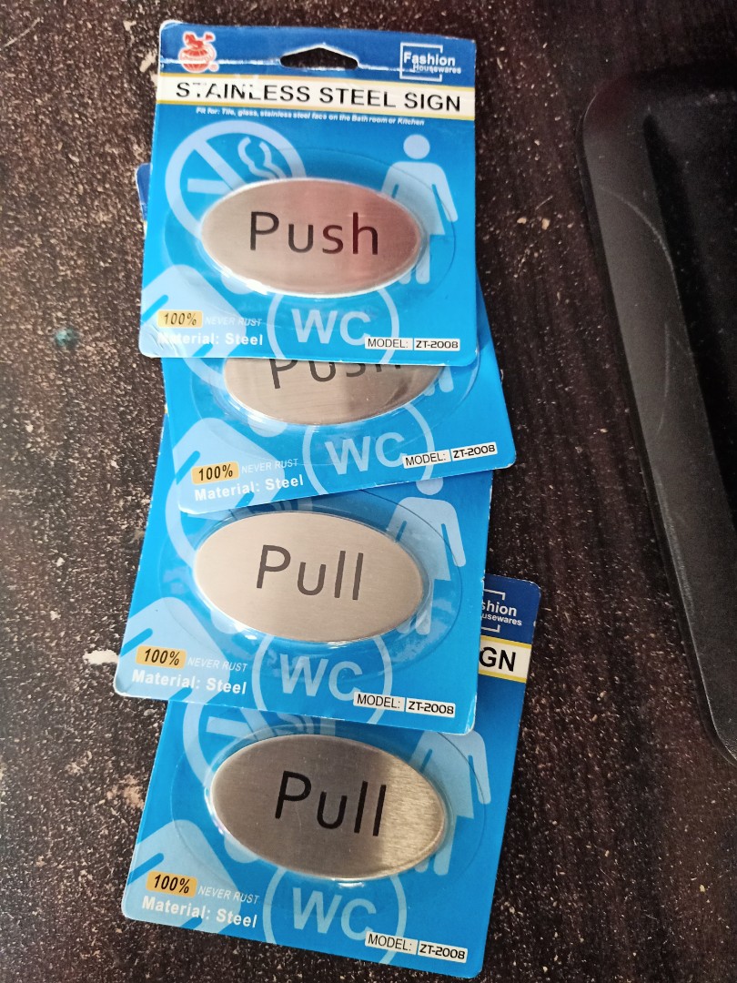 Biometric Door Push & Pull Signage for Glass Door, Furniture & Home ...