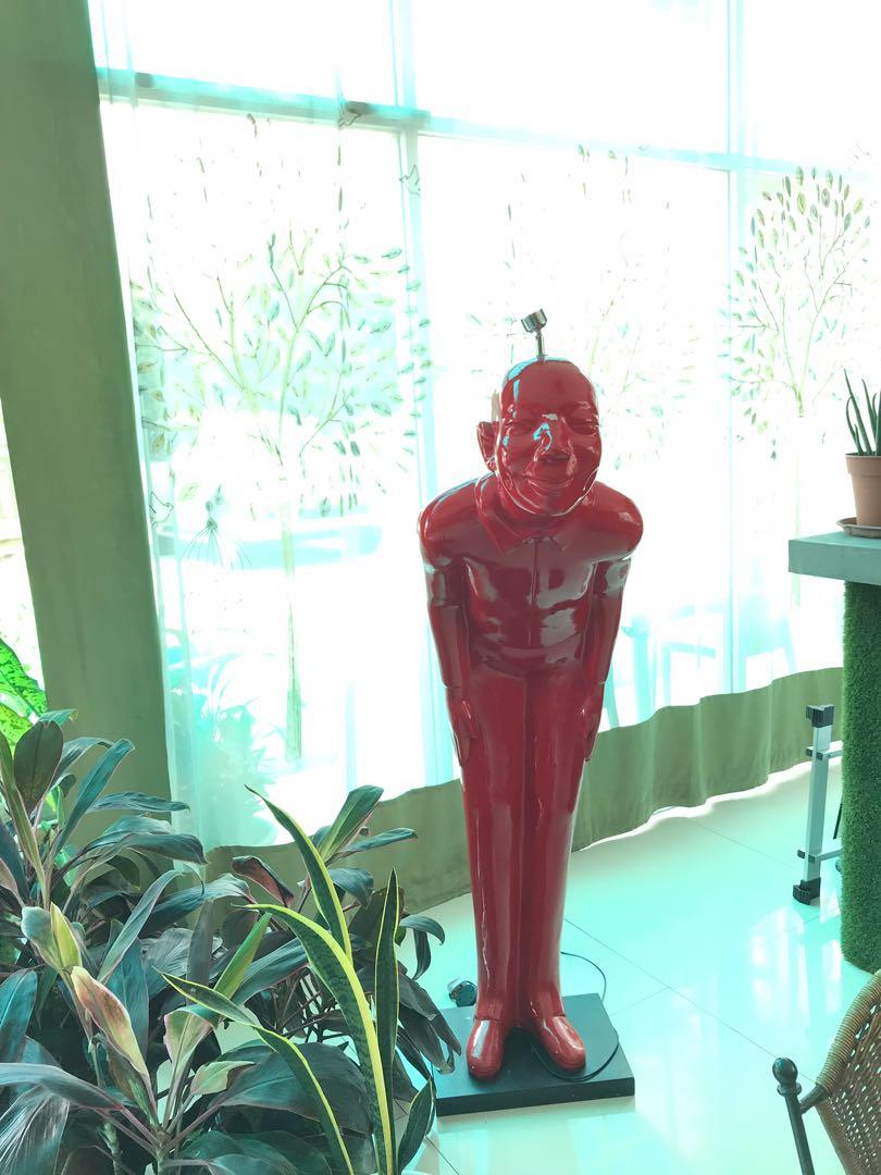 Red bowing man statue \ lamp, Furniture & Home Living, Lighting & Fans ...
